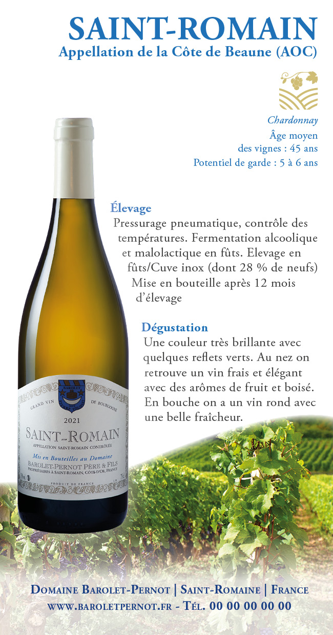 Les vins du Domaine Barolet-Pernot