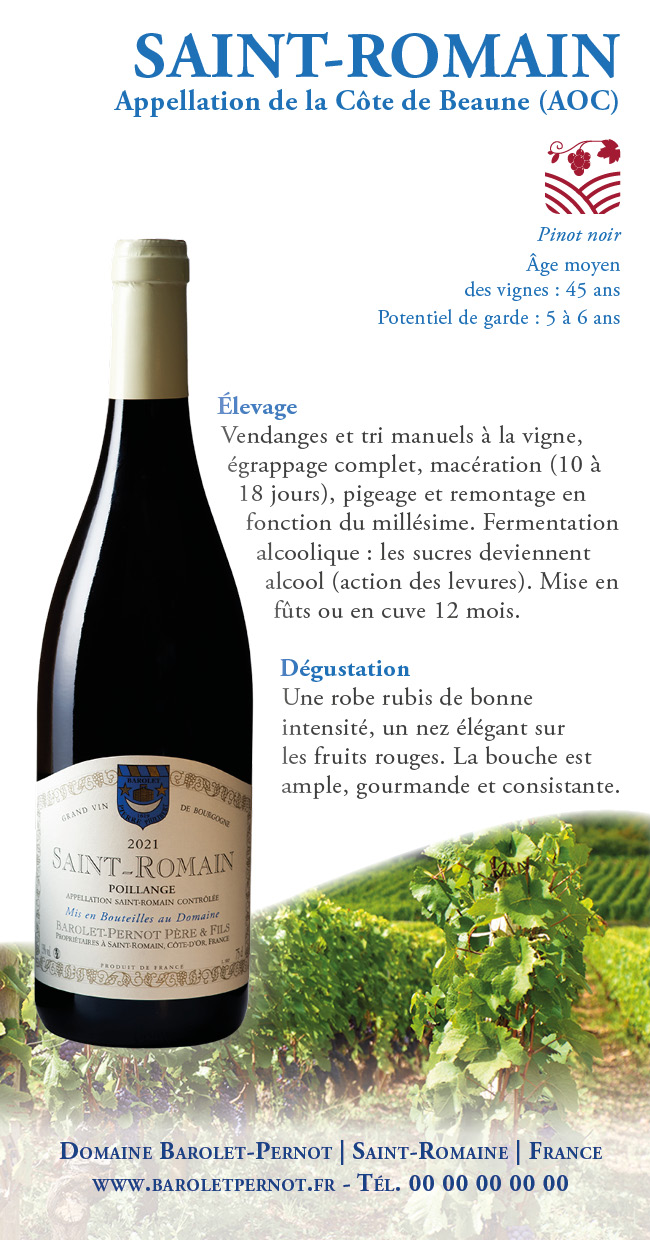 Les vins du Domaine Barolet-Pernot